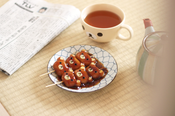 How to make Rilakkuma Mitarashi Dango | Yukitchen